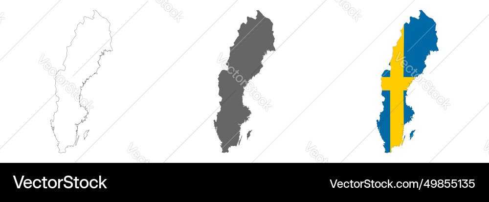 Highly detailed sweden map with borders isolated Vector Image