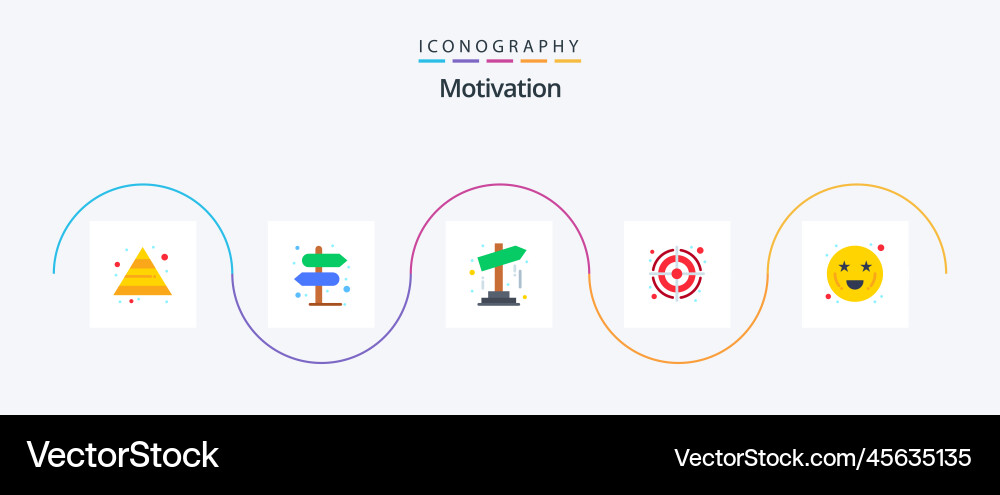 Motivation flat 5 icon pack including heart eyes Vector Image