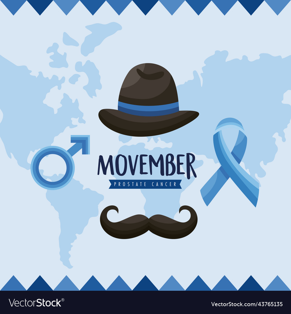 Movember Prostate Cancer Postcard Royalty Free Vector Image