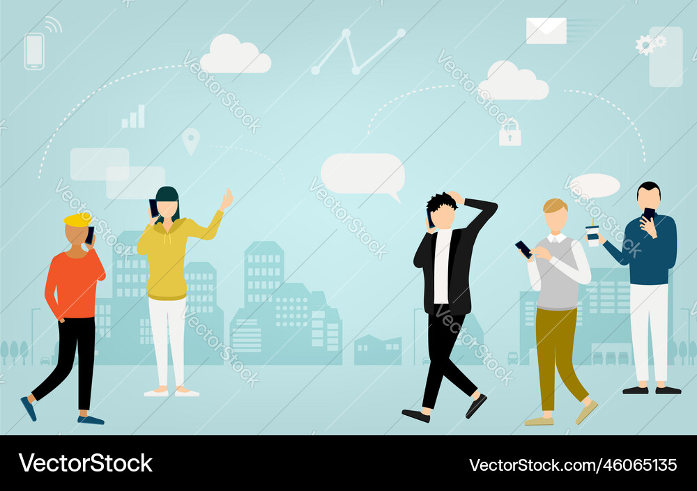 Multinational people who use smartphones Vector Image