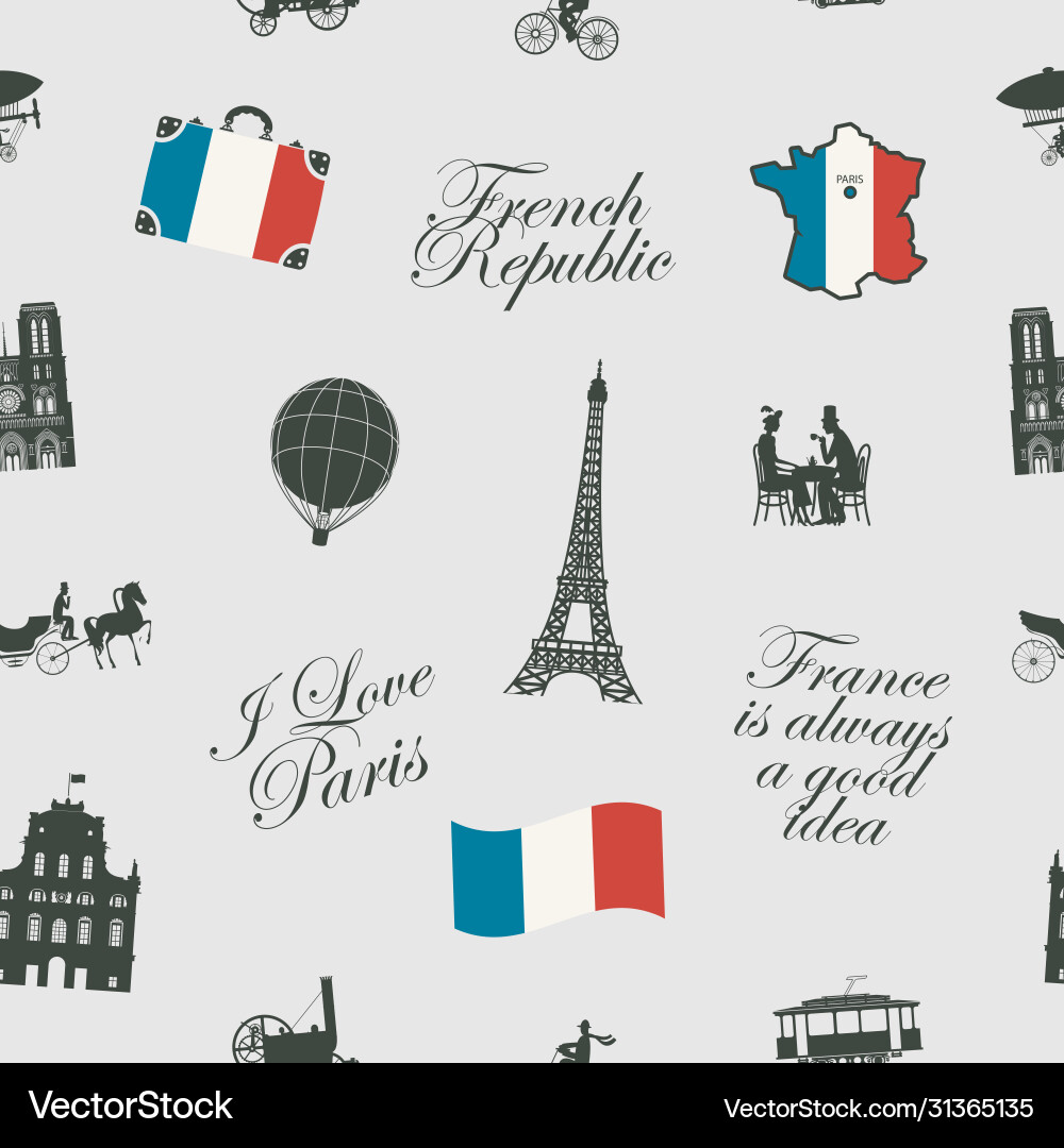 Seamless pattern on france and paris theme Vector Image