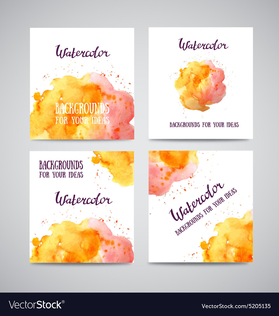 Set of banners with orange and pink watercolor Vector Image