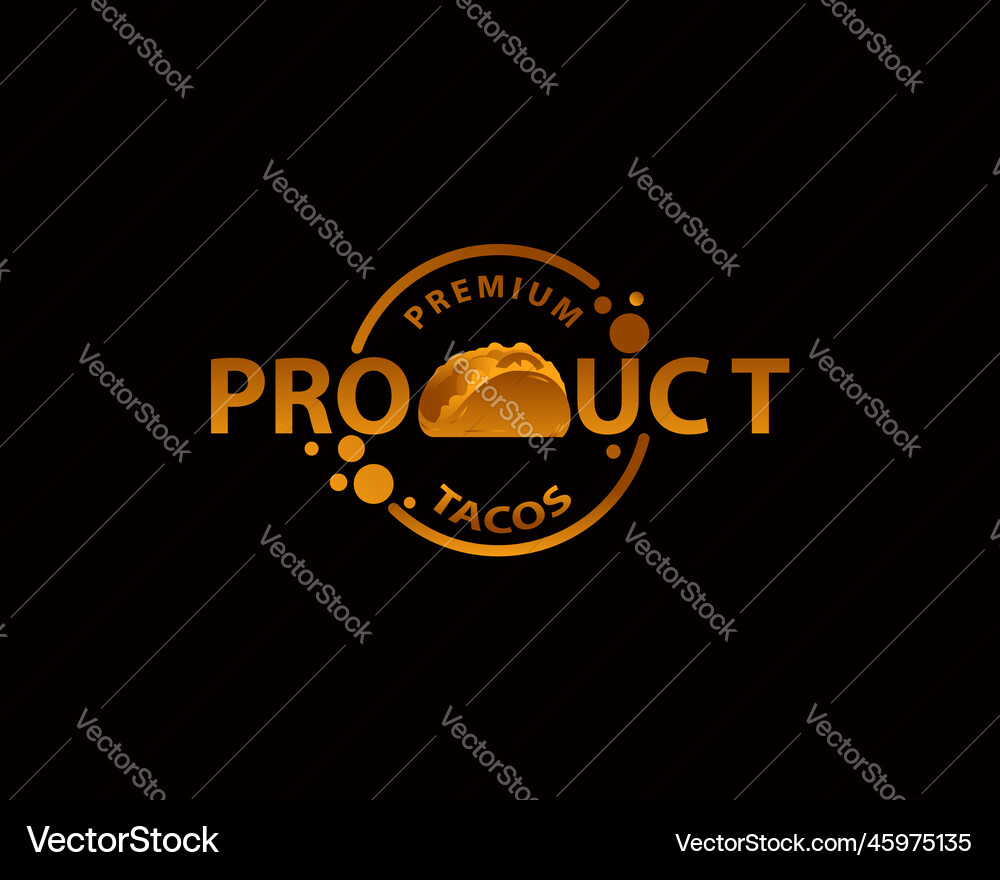 Stylized hot freshly made mexican taco logo Vector Image