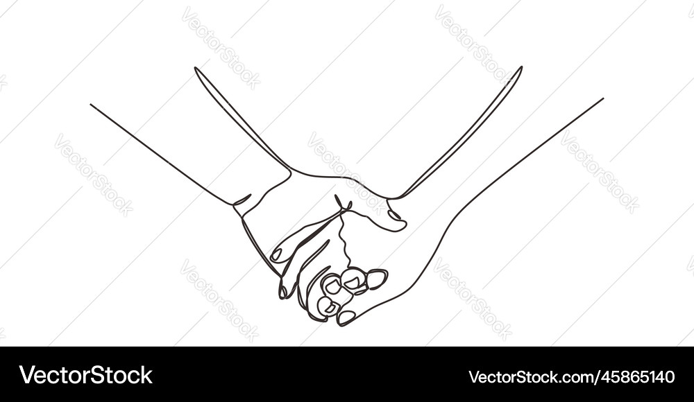 Continuous one line drawing of holding hands Vector Image