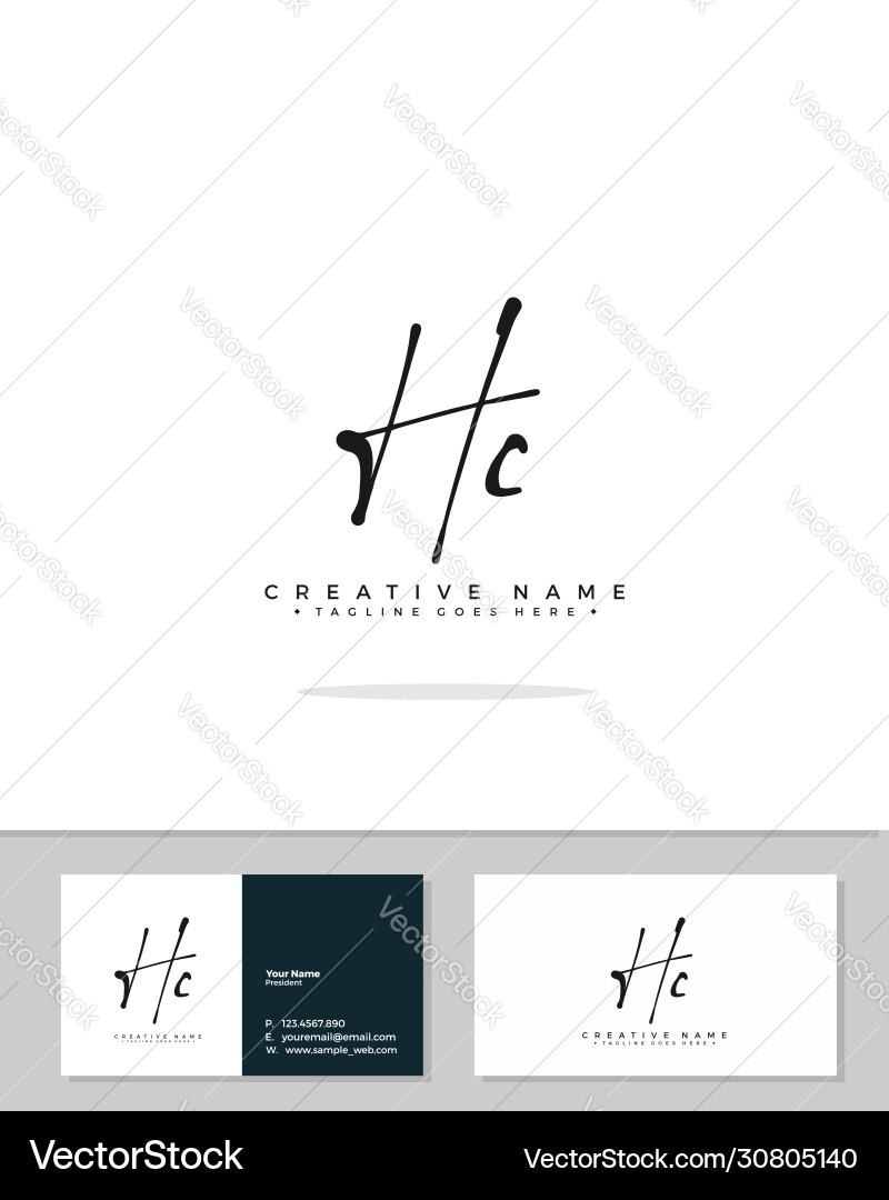 H c hc initial logo signature handwriting Vector Image