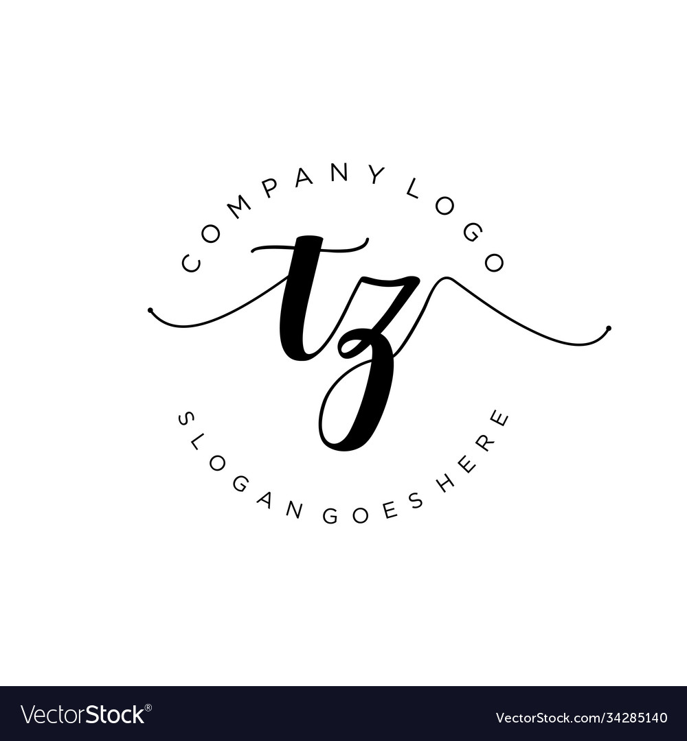 Initial tz handwriting logo with circle template Vector Image