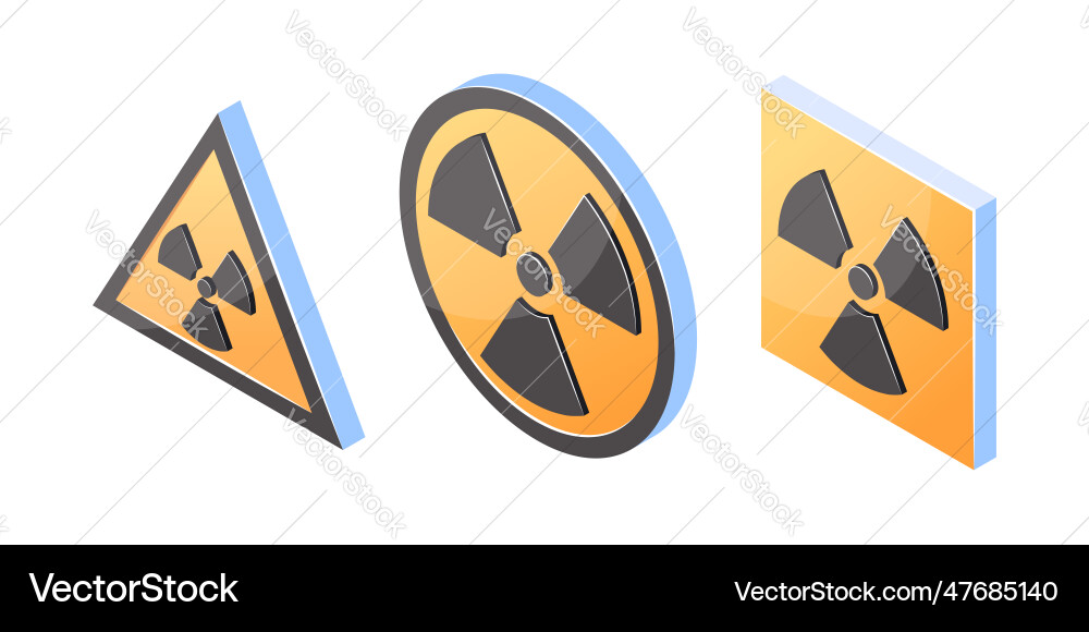 Ionizing radiation 3d signs in flat style Vector Image