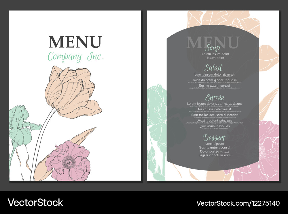 Menu template design with vintage floral Vector Image
