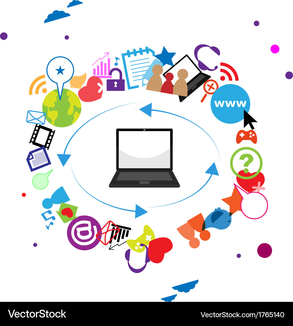 Social network background with media icons Vector Image