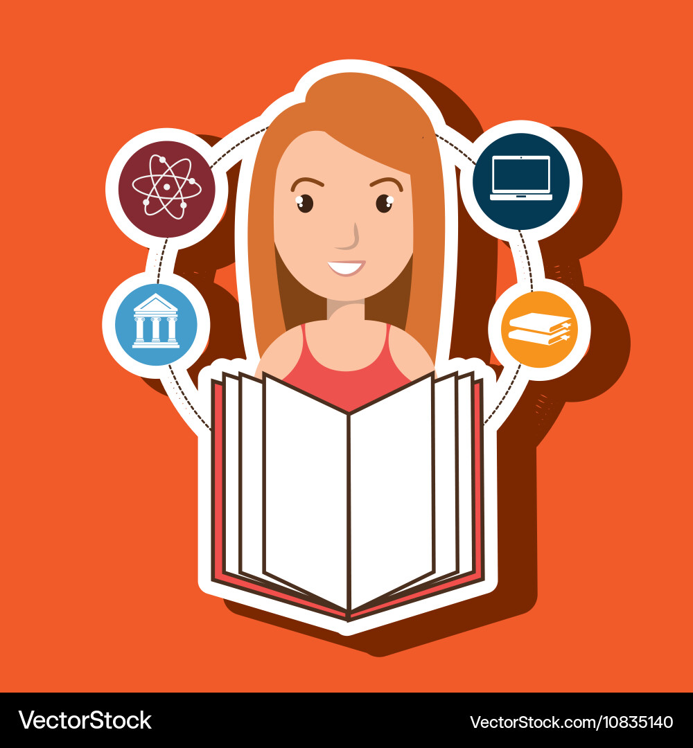 Student books college laptop Royalty Free Vector Image