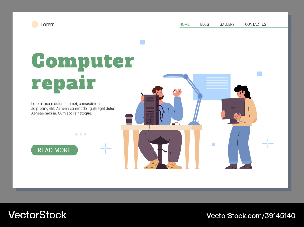 Web banner for computer repair service center Vector Image