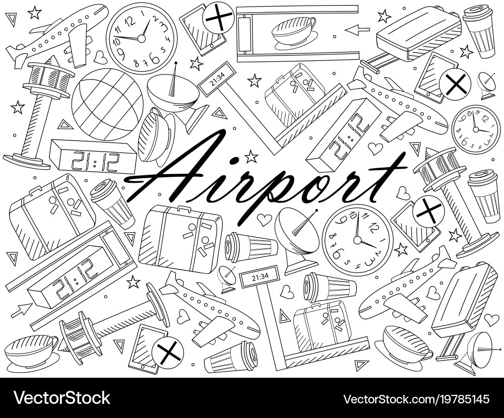 Airport line art design Royalty Free Vector Image