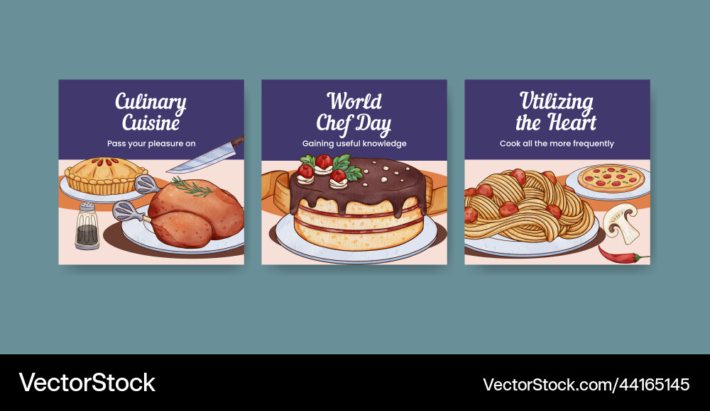 Banner template with chef day conceptwatercolor Vector Image