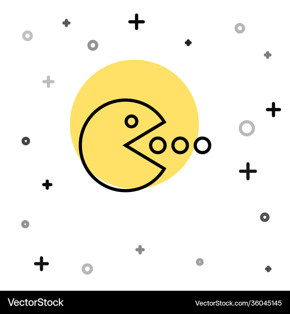 Black line pacman with eat icon isolated on white Vector Image
