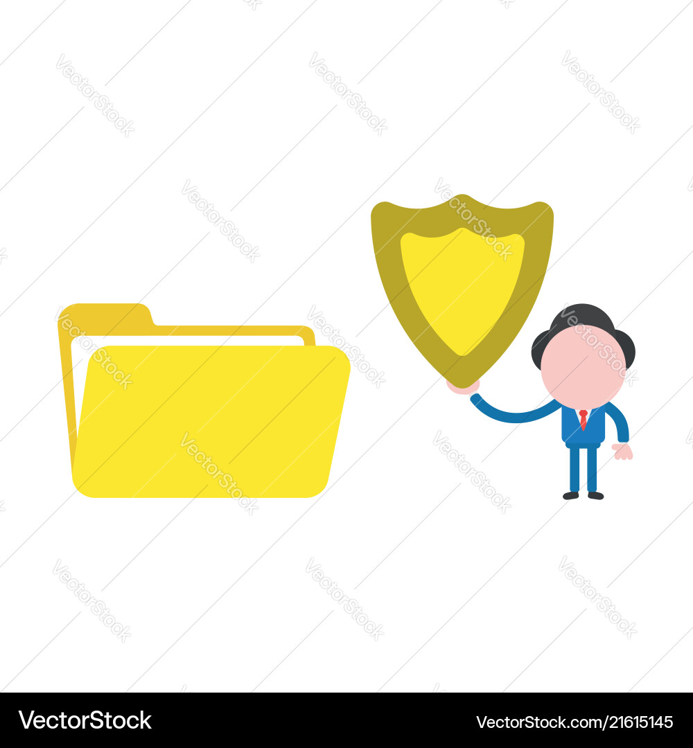 Businessman character with open file folder Vector Image