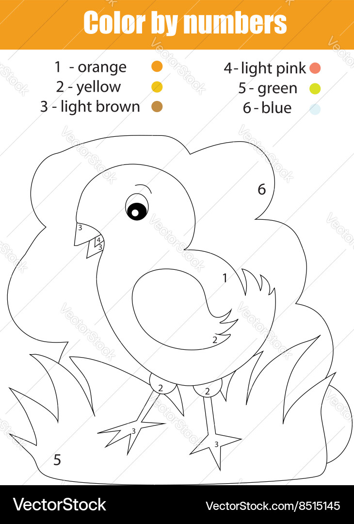 Coloring page with chicken color numbers Vector Image