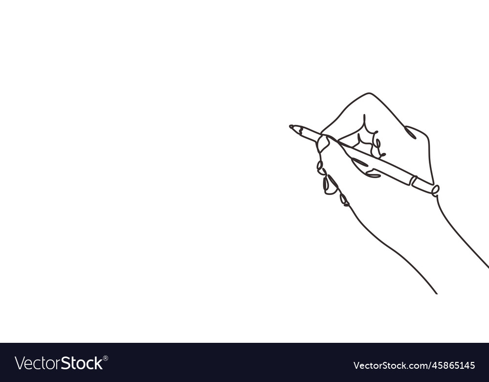 Continuous line drawing of hand writing Royalty Free Vector