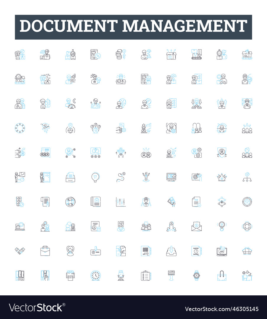 Document management line icons set Royalty Free Vector Image
