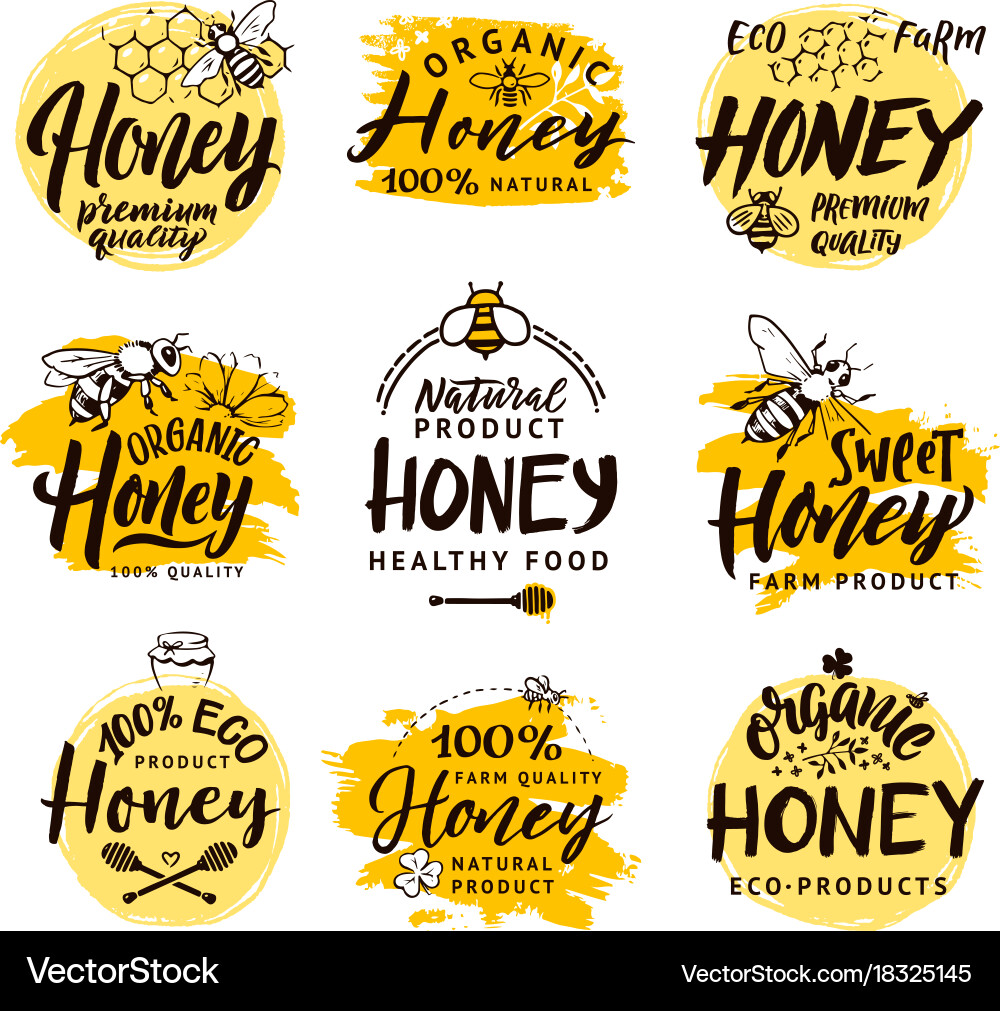 Hand drawn words and letters logo set Royalty Free Vector