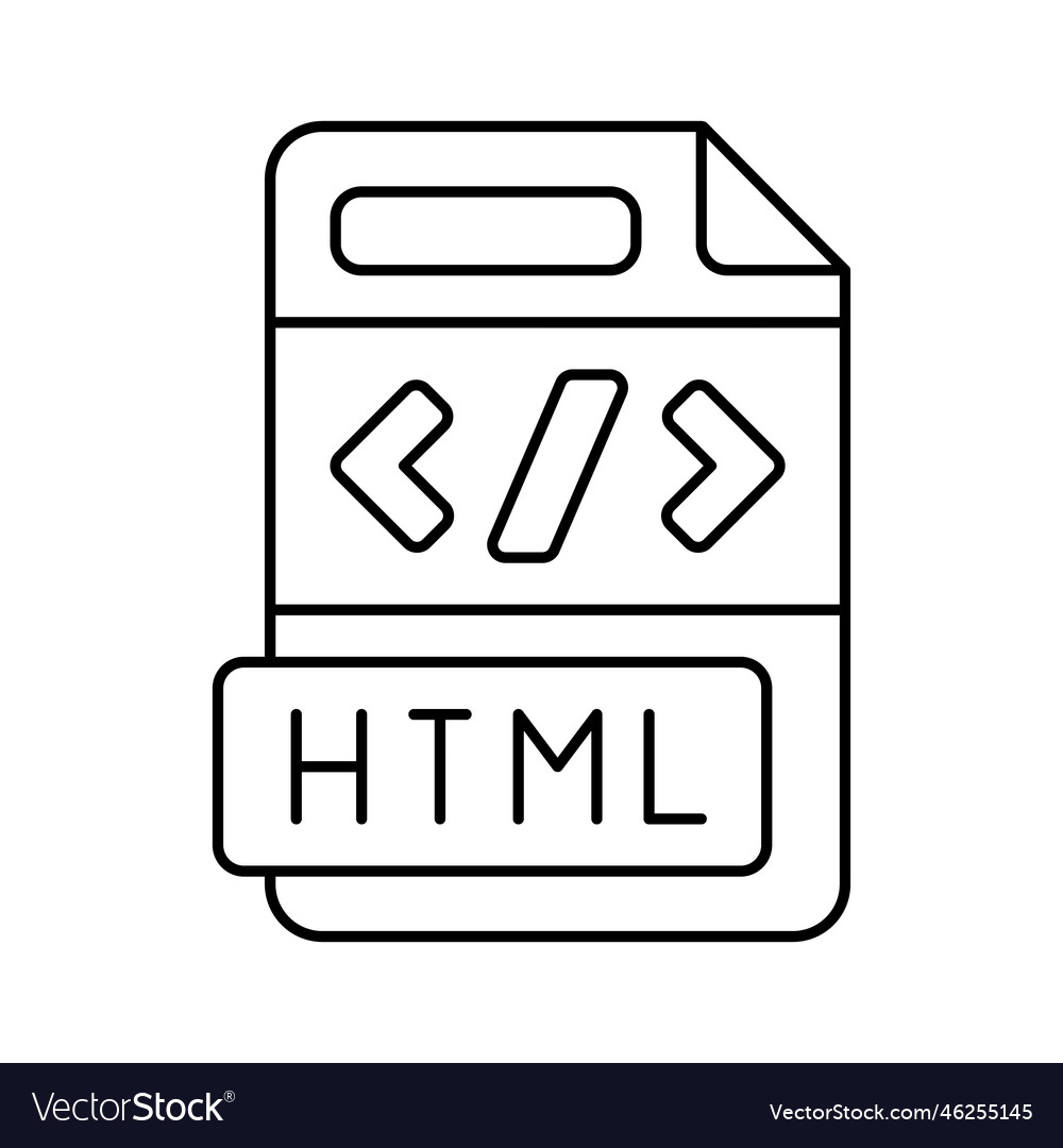 Html File Format Document Line Icon Royalty Free Vector