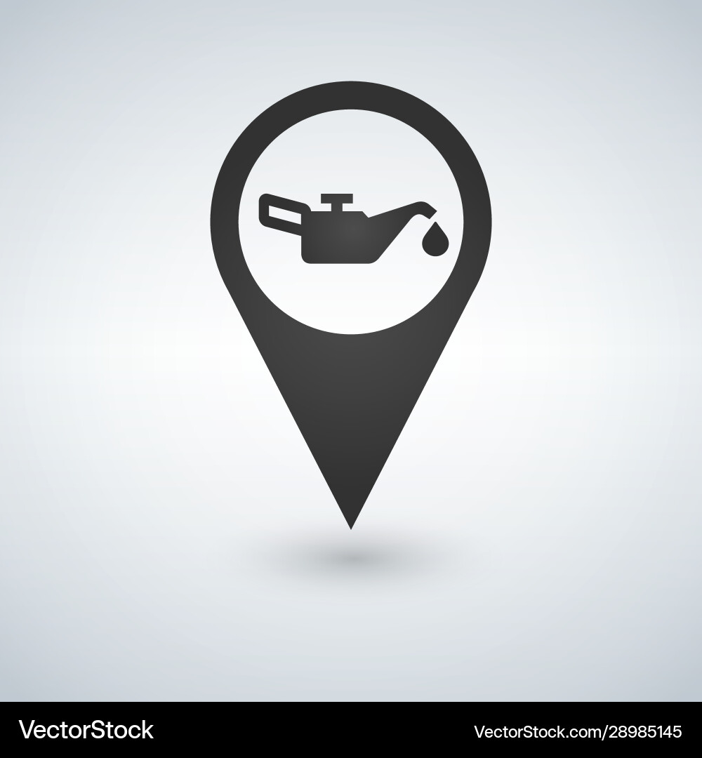 Map mark with an oil sign icon flat style Vector Image