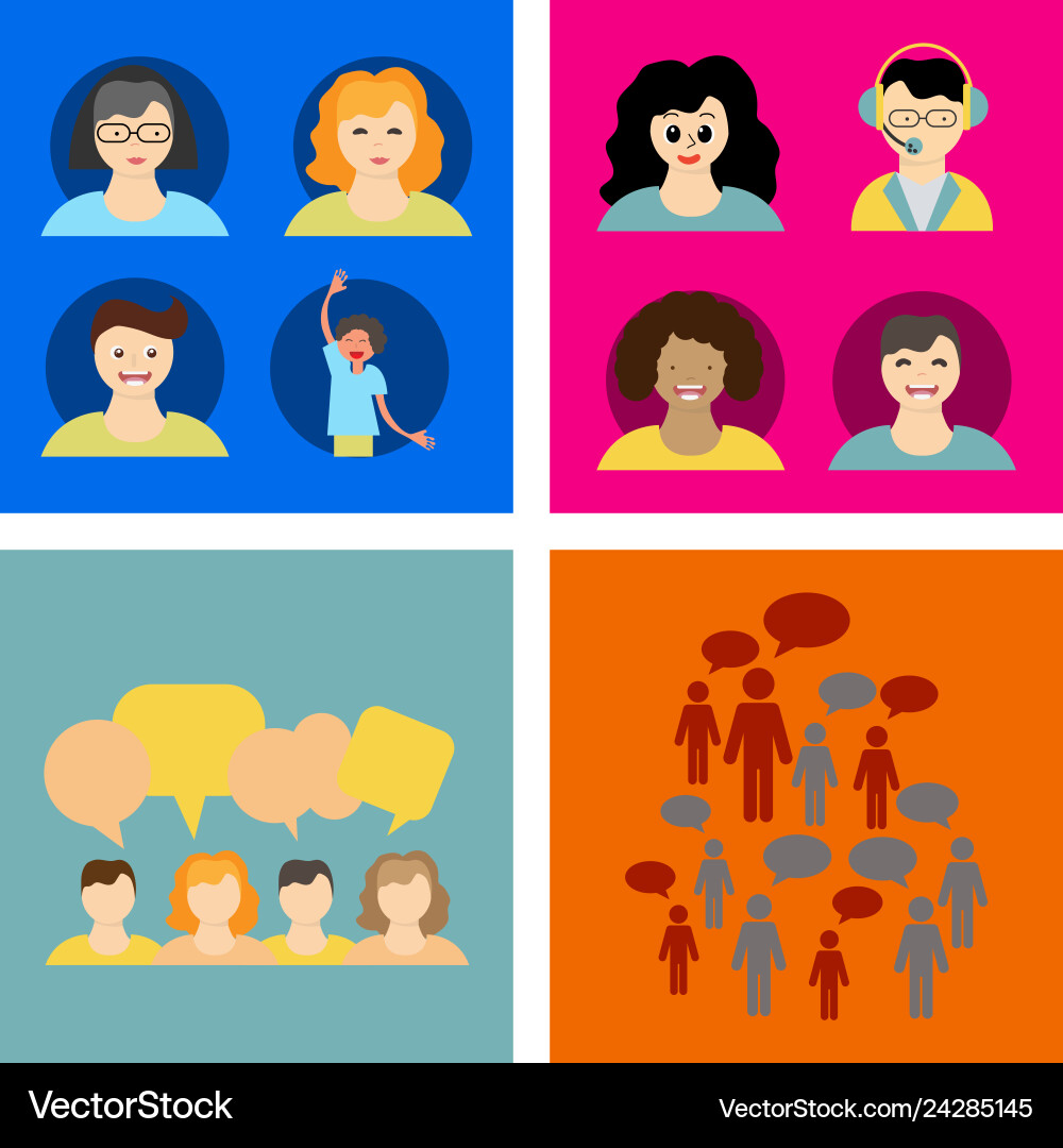 People icon set in trendy flat style isolated Vector Image
