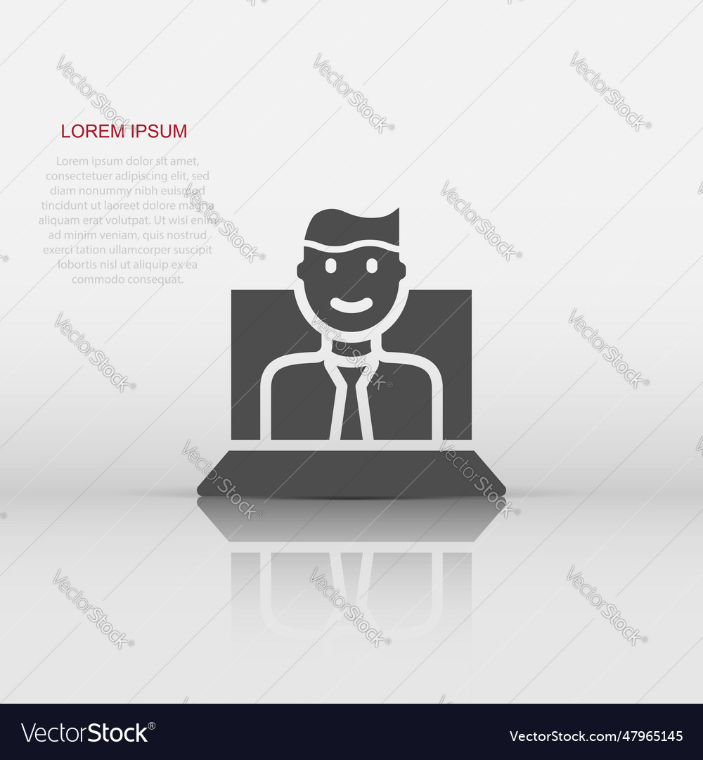 People with laptop computer icon in flat style pc Vector Image