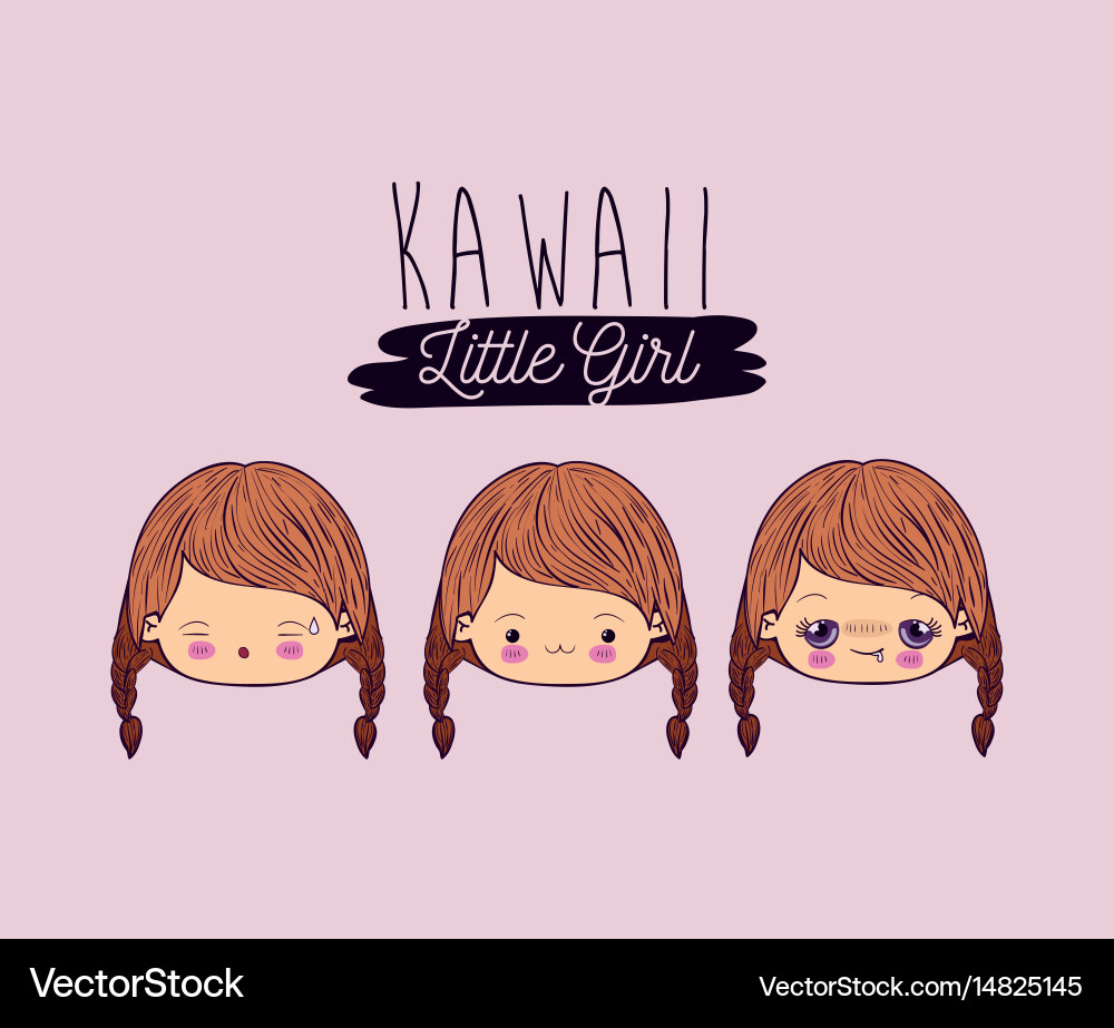 Pink background set for three facial expression Vector Image