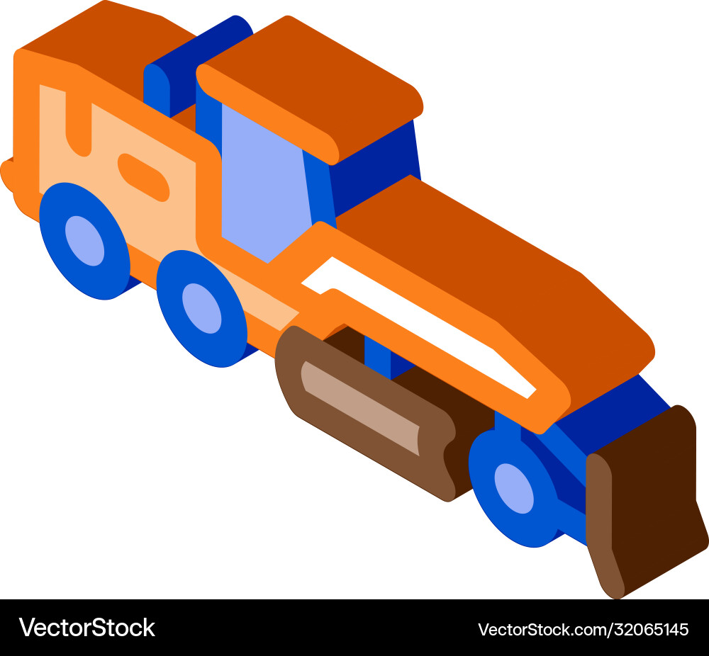 Road repair tractor isometric icon Royalty Free Vector Image