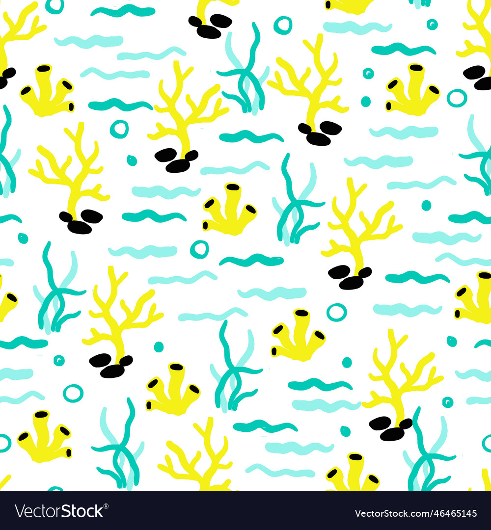 Sea weeds and corals underwater seamless pattern Vector Image Sea weeds and corals underwater seamless pattern Vector Image