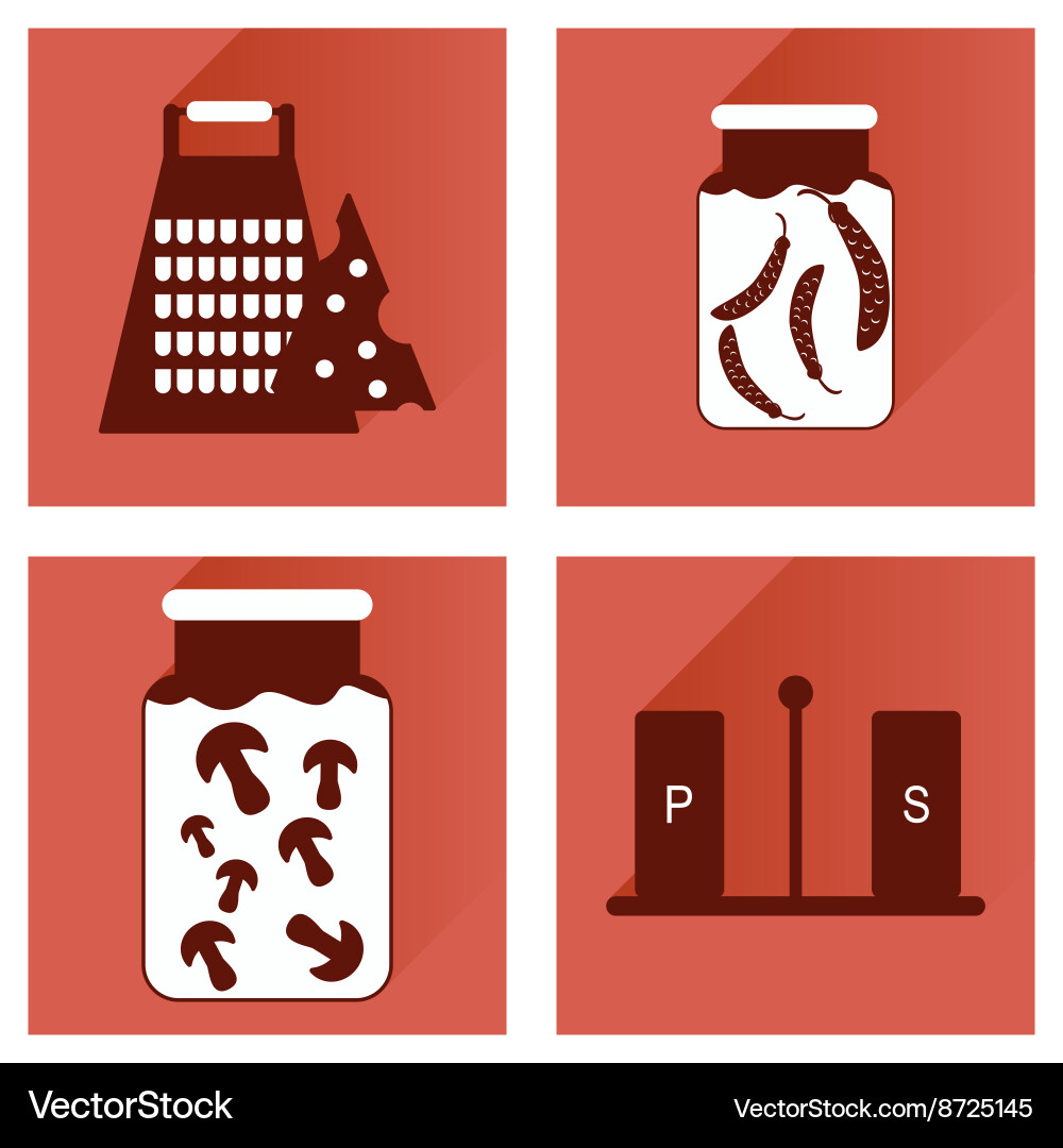 Set flat icons with long shadow homemade Vector Image