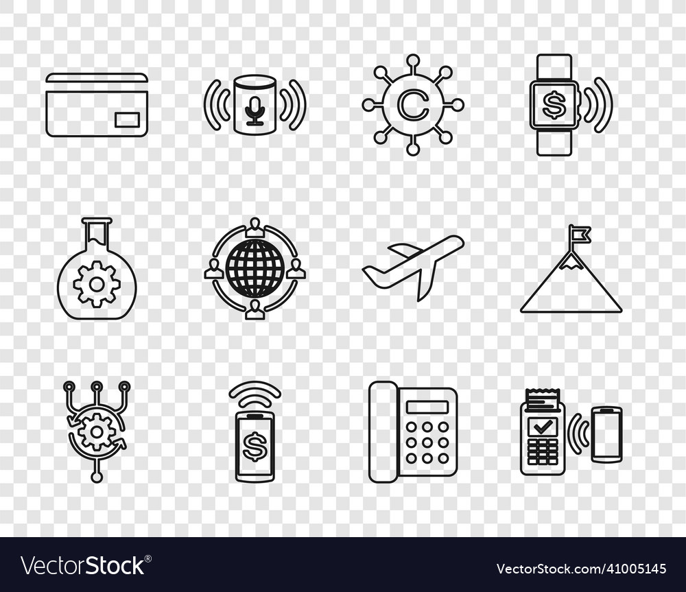 Set line algorithm pos terminal copywriting Vector Image