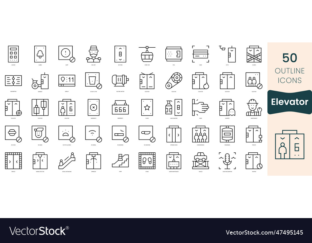 Set of elevator icons thin linear style icons pack