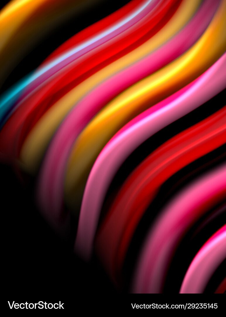 Silk smooth lines on black liquid fluid color Vector Image