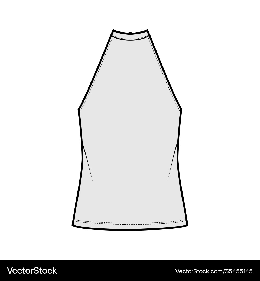 Top high neck halter tank cotton-jersey technical Vector Image