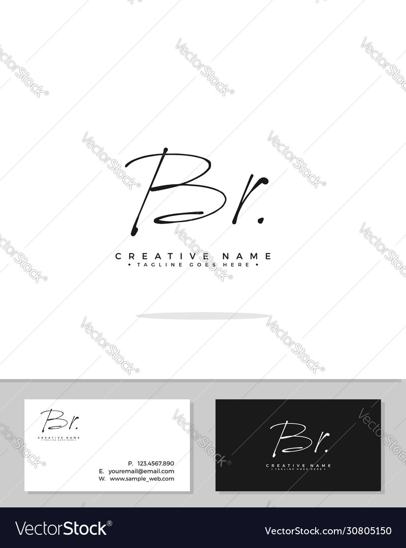B r br initial logo signature handwriting Vector Image