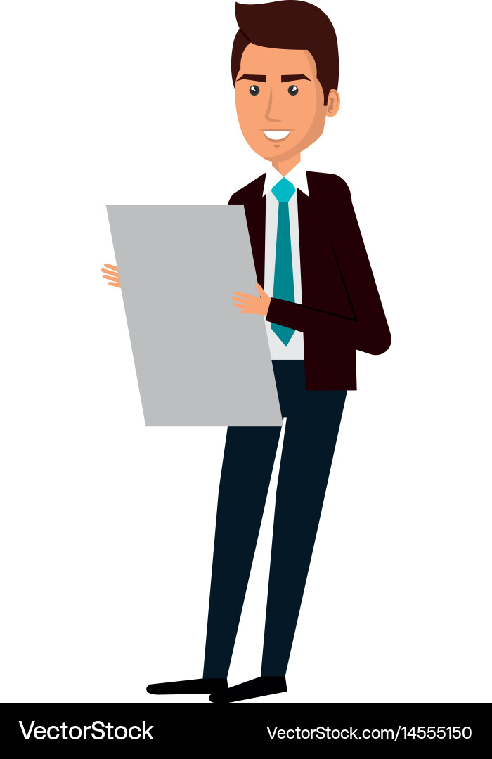 Businessman with documents avatar character icon Vector Image