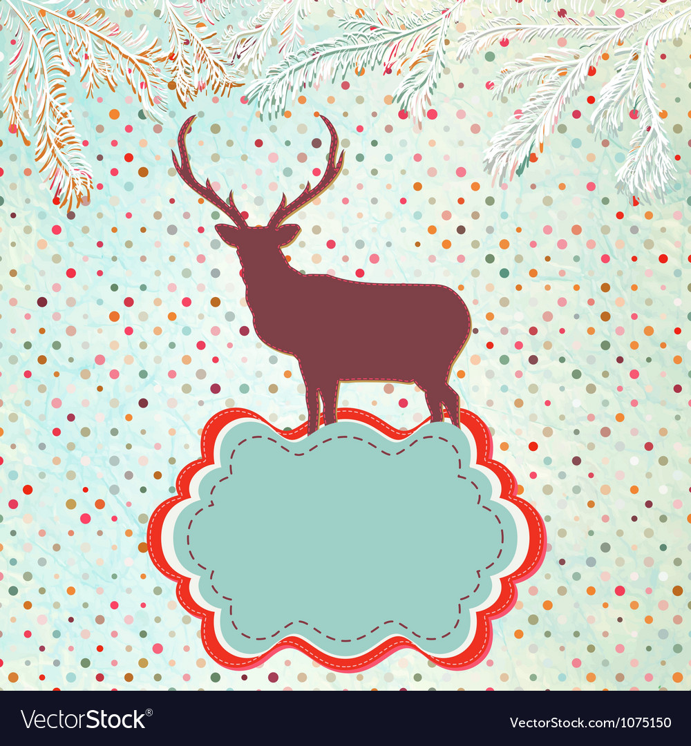 Christmas deer template card Royalty Free Vector Image