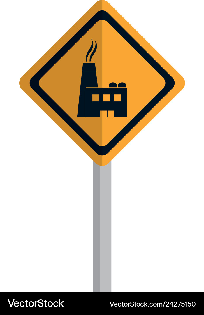 Diamond caution emblem factory pollution Vector Image