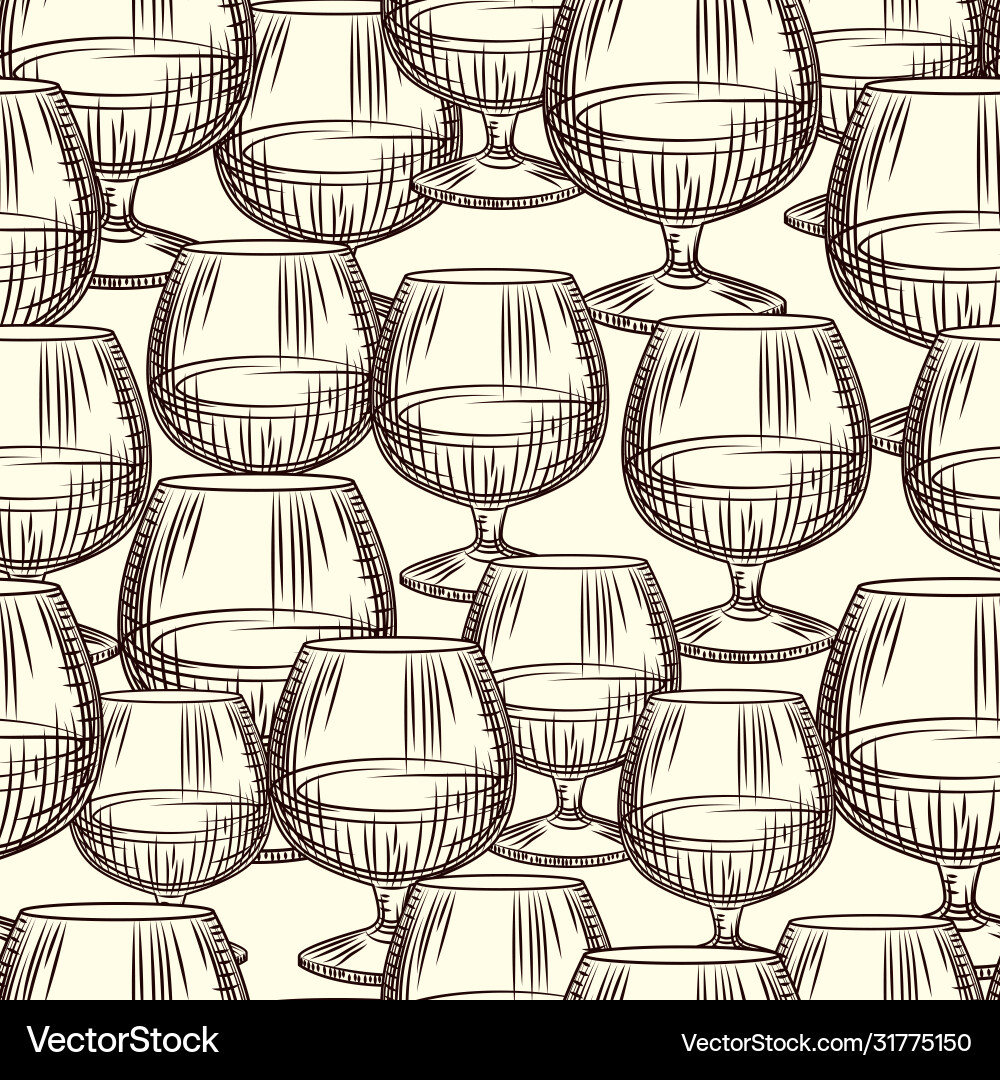 Hand drawn snifter glass seamless pattern glass Vector Image