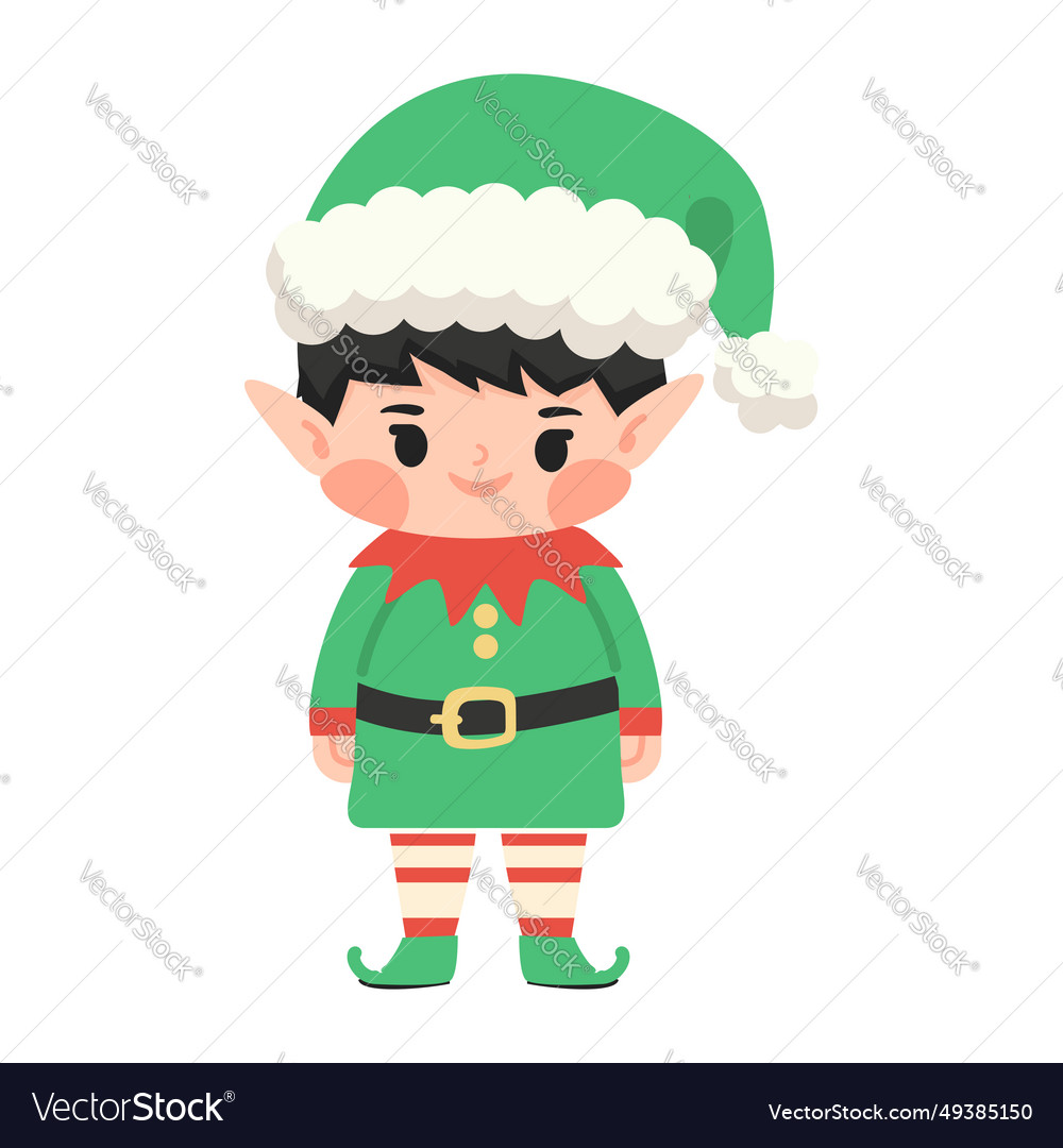 Happy christmas elf boy character Royalty Free Vector Image