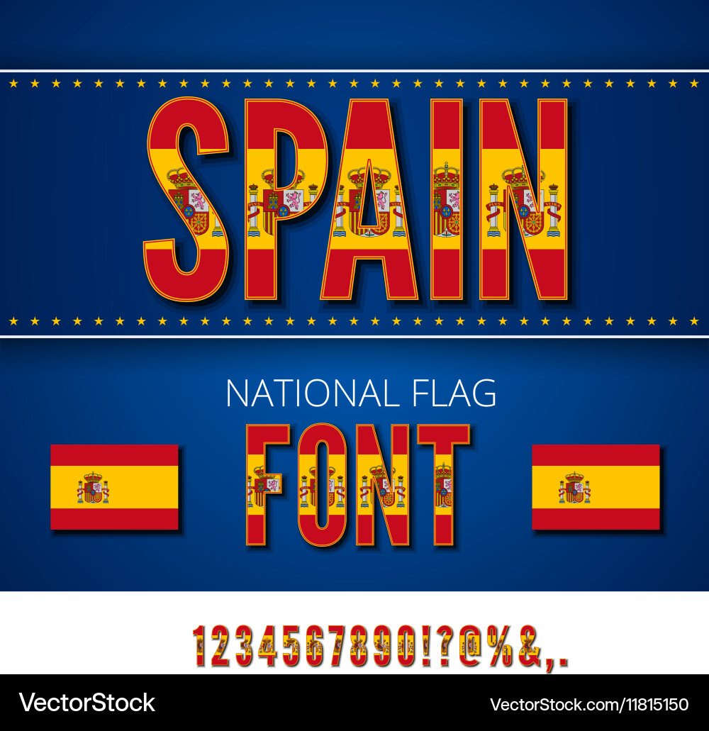 National flag font Royalty Free Vector Image - VectorStock