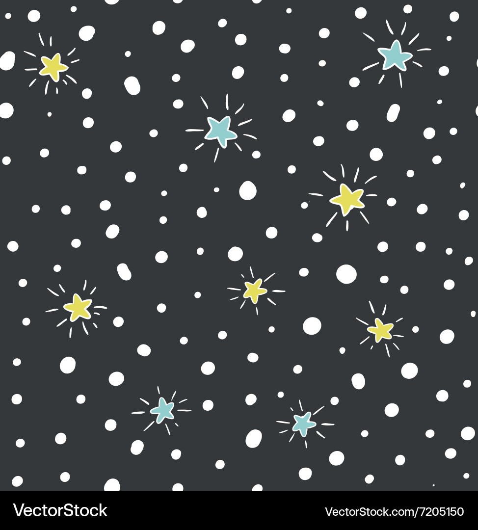 Night sky with stars hand drawn seamless pattern Vector Image