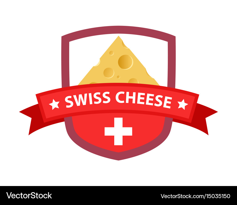 Red badge with swiss cheese Royalty Free Vector Image