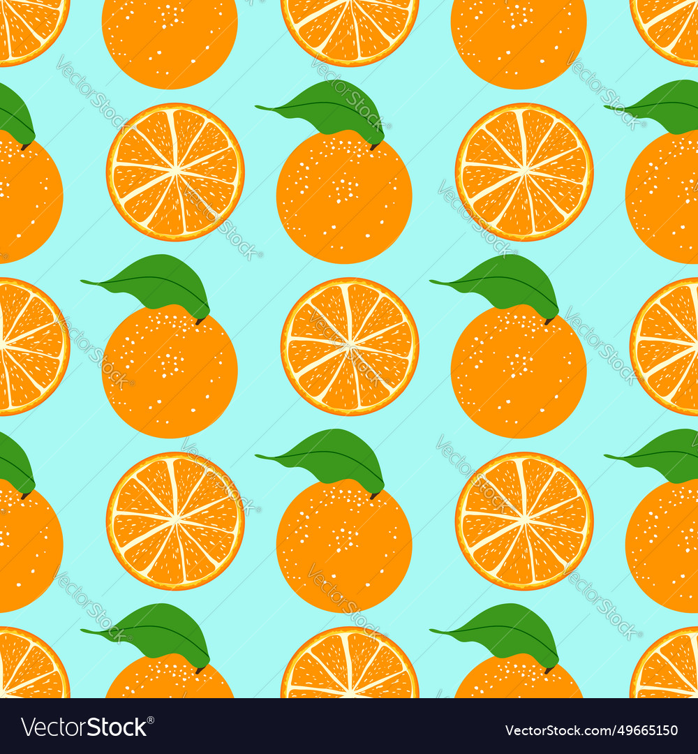 Seamless pattern orange fruit on a blue Royalty Free Vector Seamless pattern orange fruit on a blue Royalty Free Vector