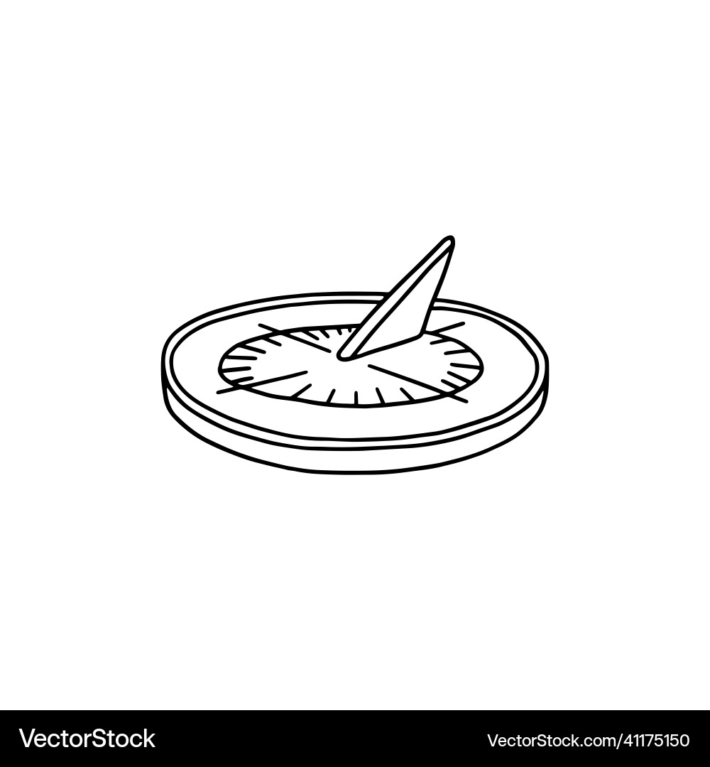 Sundial or sun clock time measure device doodle Vector Image