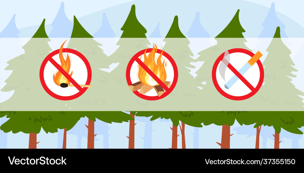 Warning signs forest fire protection danger Vector Image