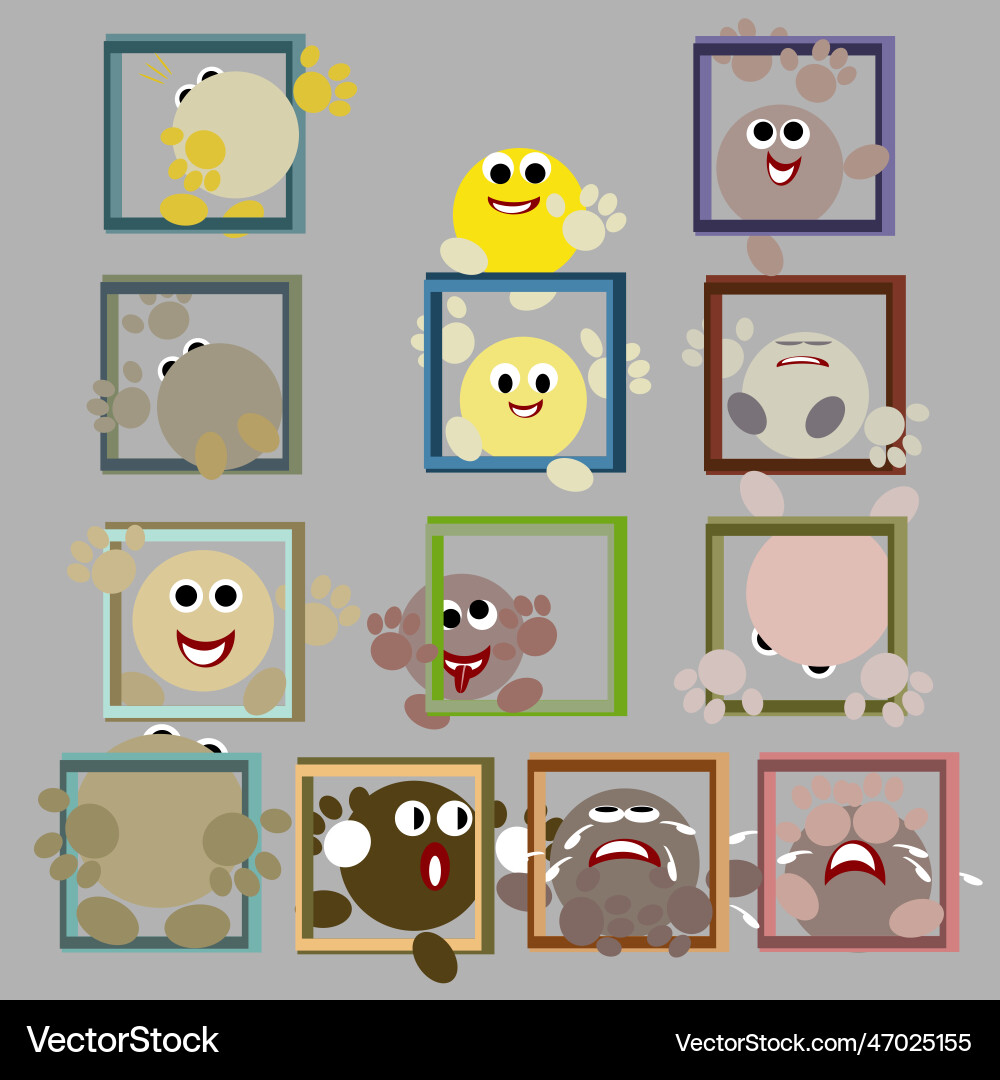 A set of little men in frames different Royalty Free Vector