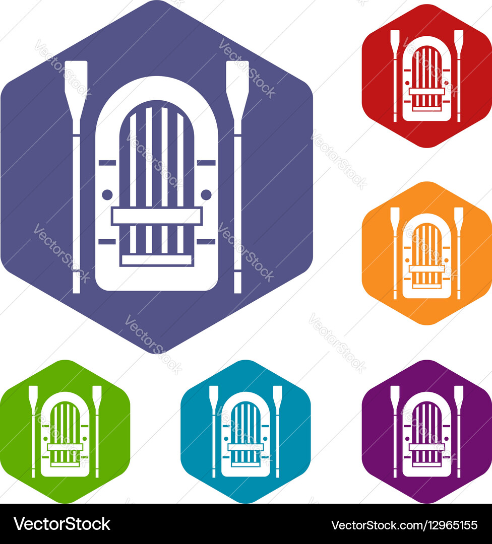 Boat with paddles icons set Royalty Free Vector Image