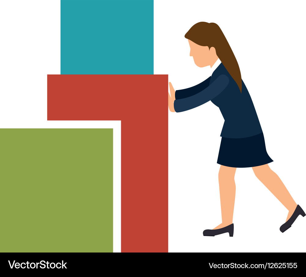 Business person pushing a block Royalty Free Vector Image